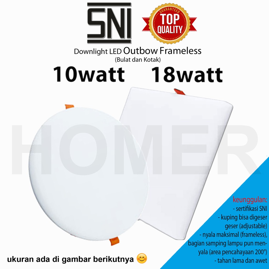 Jual Lampu Downlight LED SNI lampu donlet plafon panel outbow ceiling ...