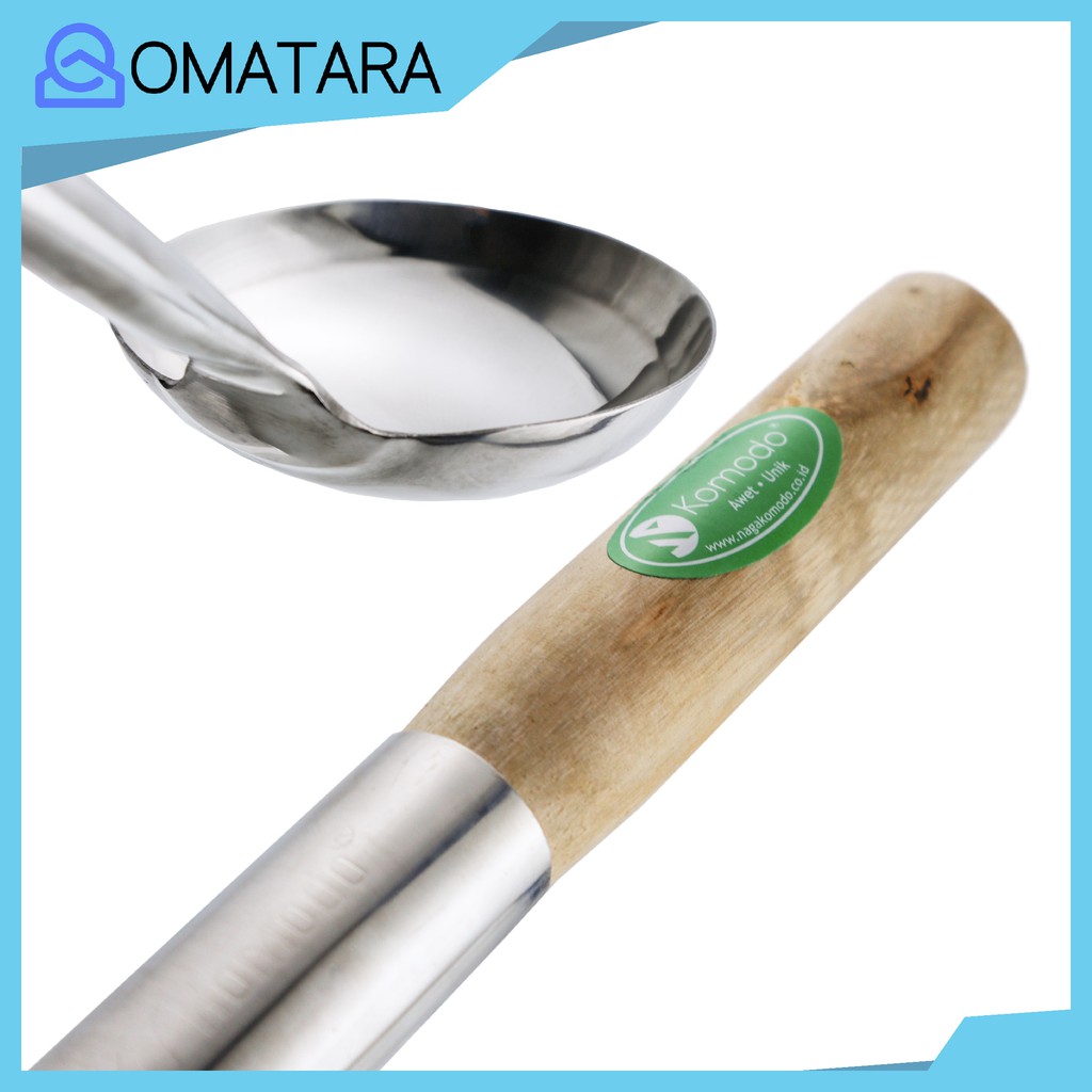 Jual KOMODO IRUS CENTONG STAINLESS GAGANG KAYU ANTI PANAS UKURAN 38 CM ...