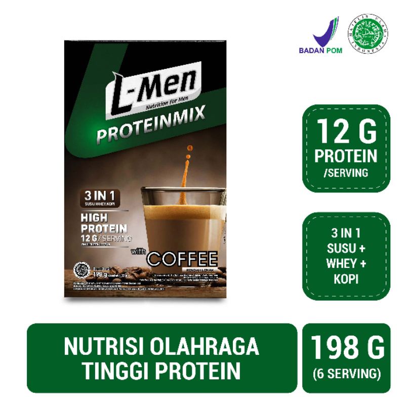 Jual L-Men Proteinmix Coffee 6 sachet (12g protein) - Suplemen 3 in 1 ...