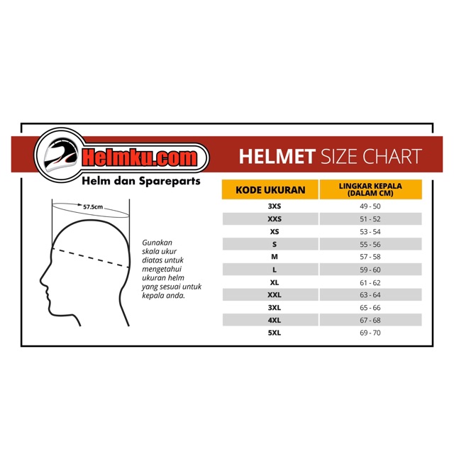 Jual Tabel ukuran helm | Shopee Indonesia