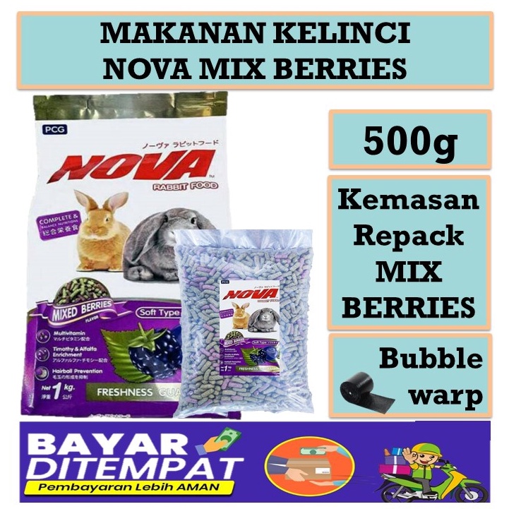 Jual Makanan Kelinci Nova MIX BERRY kemasan REPCAK 500 Gr Nova Mix ...
