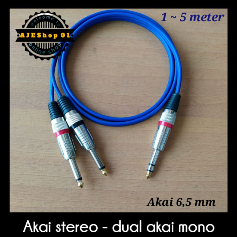 Jual Kabel jack akai stereo to dual akai mono / jack TRS 6,5 to dual TS ...