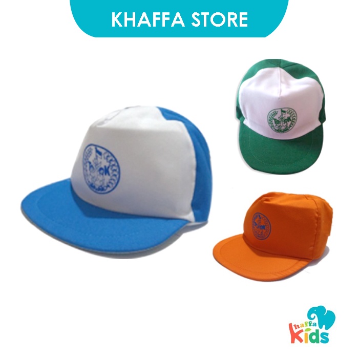 Jual Topi Sekolah PAUD / TK Warna Biru Hijau Orange | Shopee Indonesia