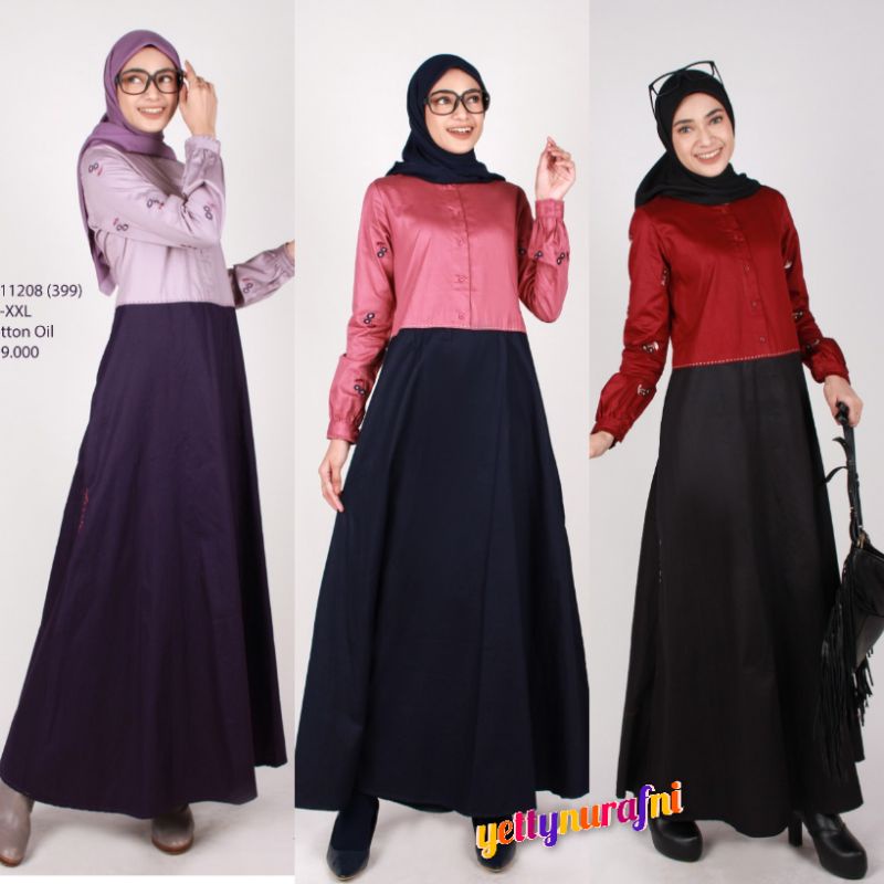 Jual Gamis Wanita Kekinian DANNIS A211208 Purple - Dusty Pink - Maroon ...