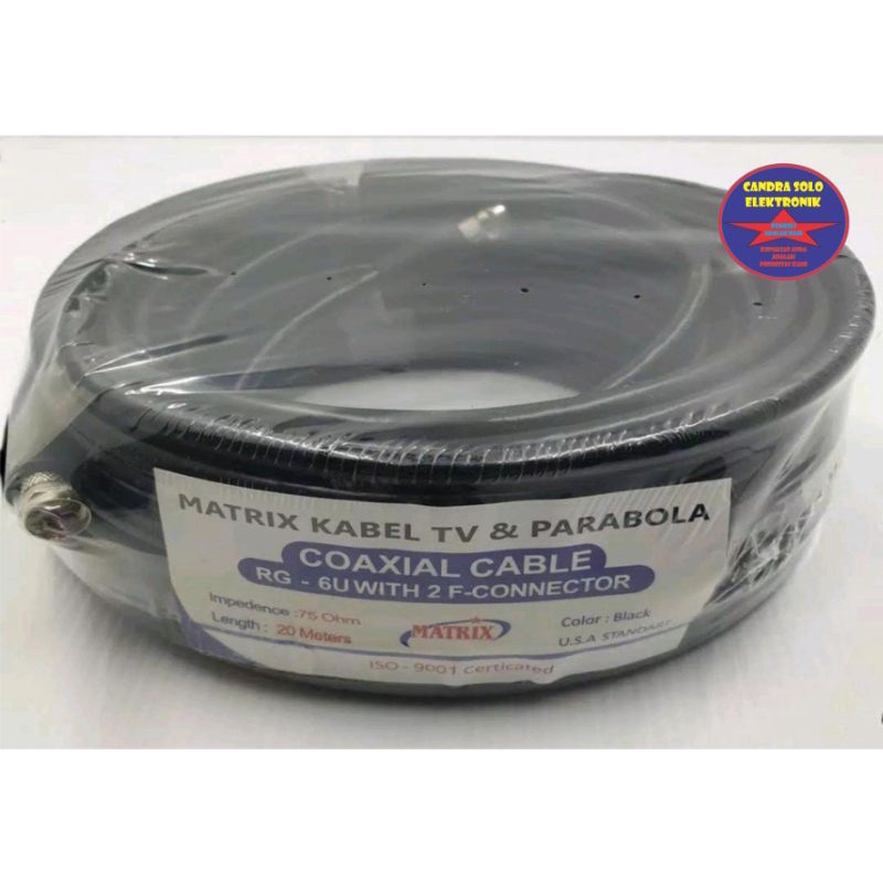 Jual Kabel Matrix TV & Parabola Panjang 20m Jenis RG6 + 2F Connector ...