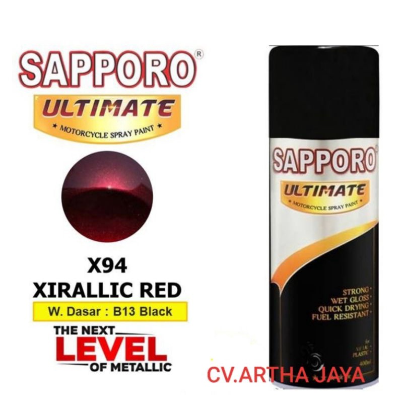 Jual SAPPORO ULTIMATE METALLIC XIRALLIC RED MERAH X94 400ml | Shopee ...