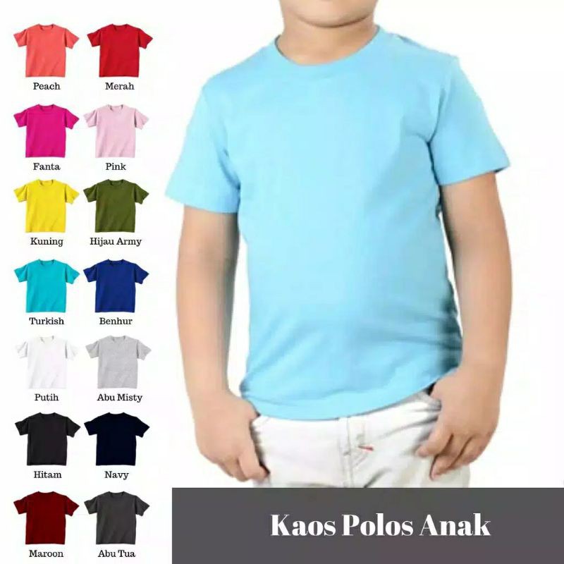 Jual Baju Anak Kaos Anak KAOS POLOS ANAK 2 (5-8Thn) | Shopee Indonesia