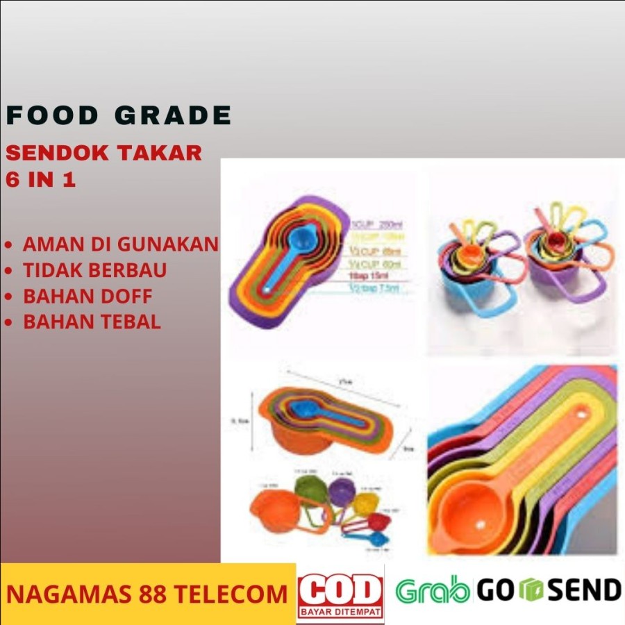 Jual SENDOK GELAS CUPS TAKAR BESAR KECIL 6 IN 1 ISI 6 PCS FOOR GRADE ...