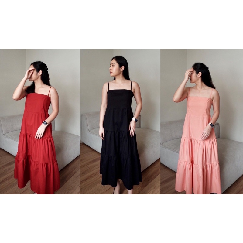 Jual [NO RESTOCK] LBT Dress-05 | Tiered Spaghetti Strap Dress with ...