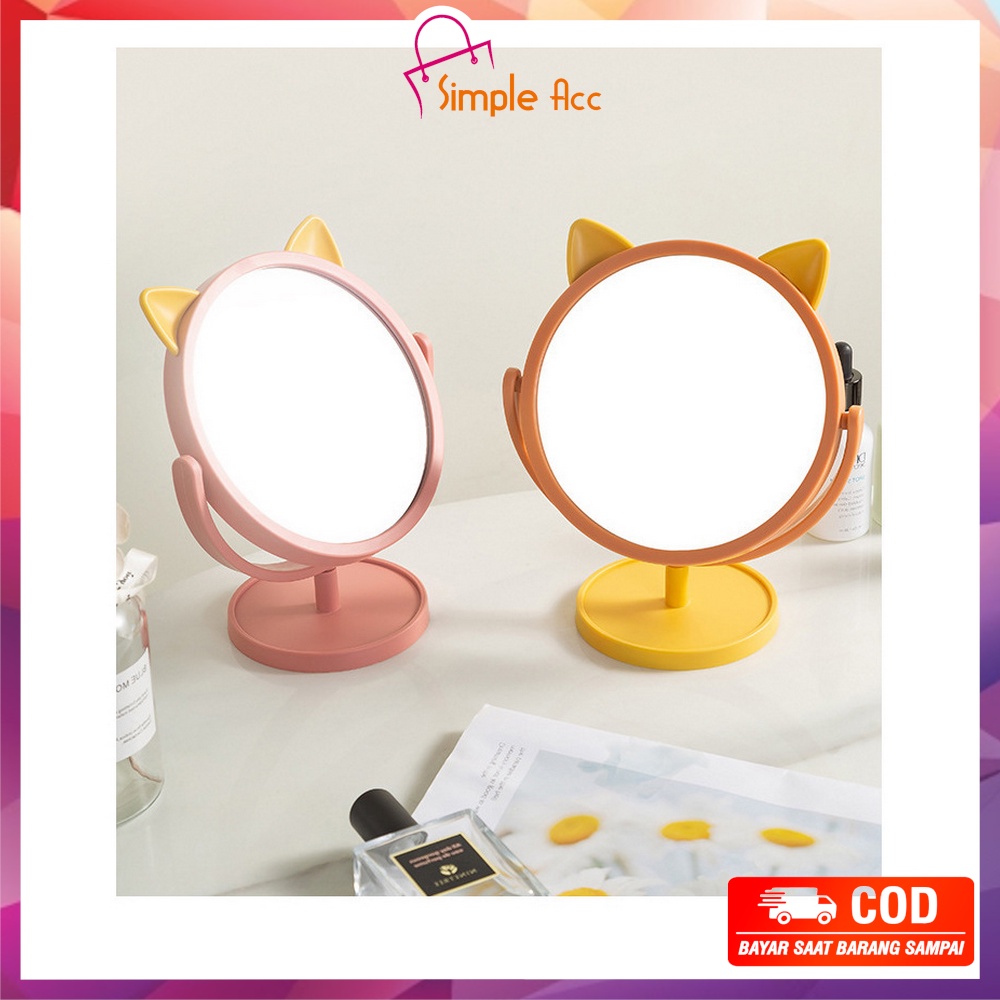 Jual DO-K88 Cermin Make Up Motif Kuping Kucing / Kaca Make Up Bulat ...