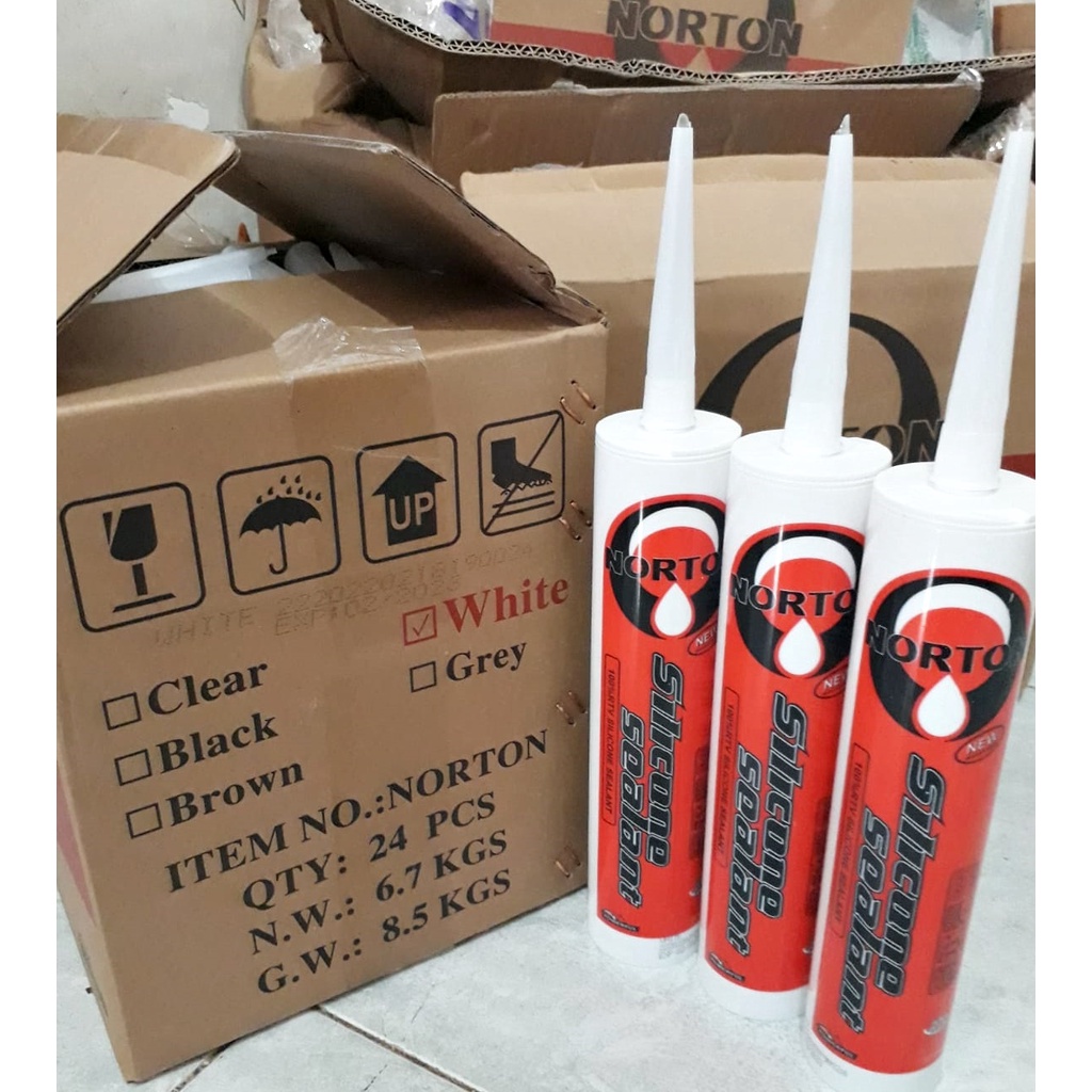 Jual Lem kaca NORTON 300ml ORIGINAL / lem silikon / silicone sealent ...