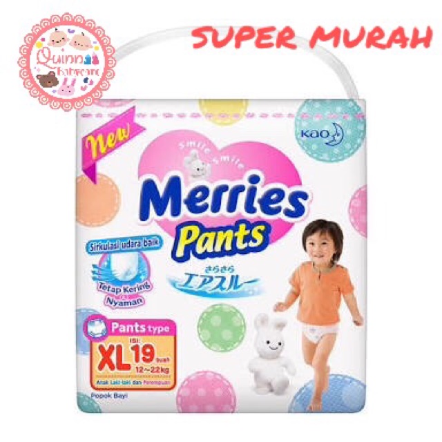 Jual Popok Bayi Merries Premium Pants XL 19 (12-22kg) | Shopee Indonesia