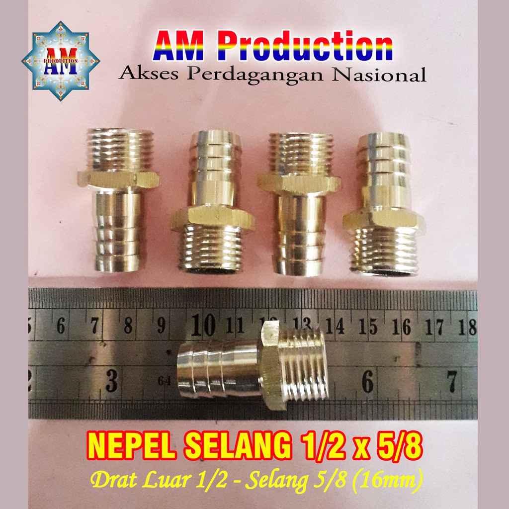 Jual Nepel Selang 1/2x5/8, Nepel Selang Kuningan, Hose Neaple, Drat ...