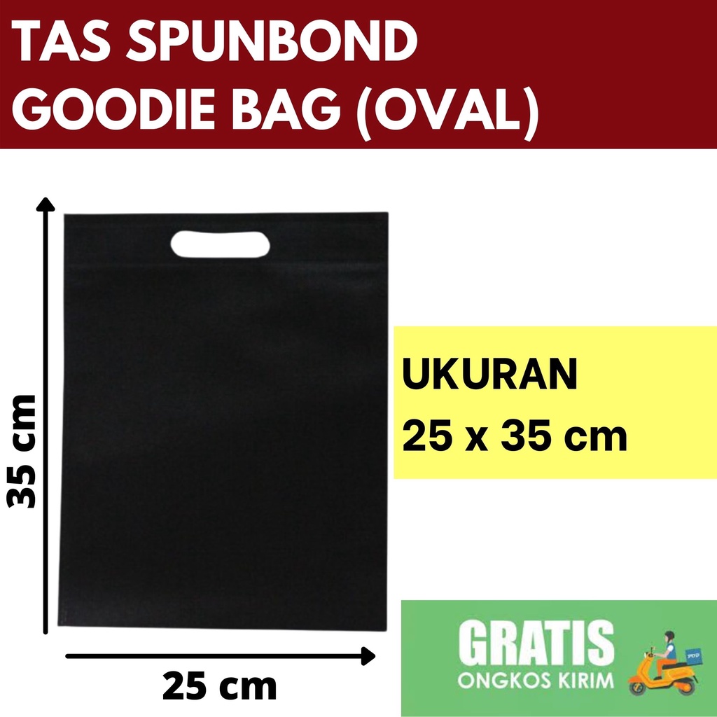 Jual TAS SPUNBOND OVAL GOODIEBAG 25X35 cm HITAM /Tas Belanja/Tas Ultah | Shopee Indonesia