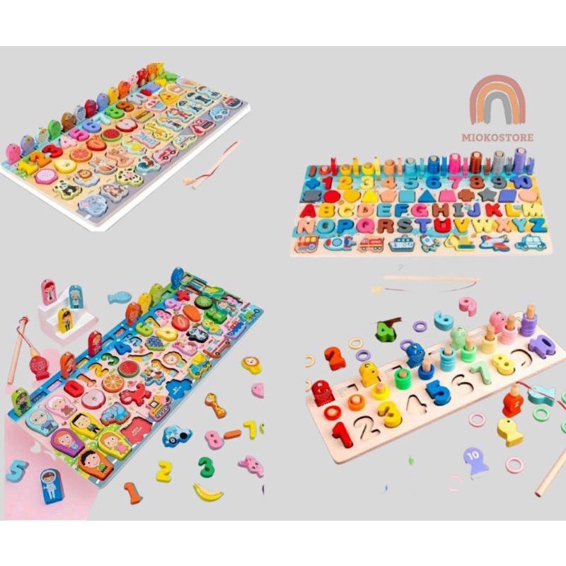 Jual Wooden Pancing 6 in 1 / Pancingan ABC / Pancingan Angka ...