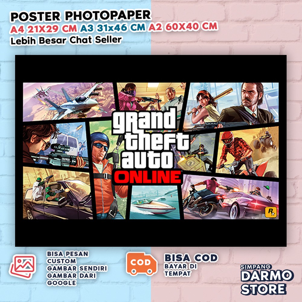 Jual Poster GTA Grand Theft Auto V Trevor Michael Franklin Hiasan ...
