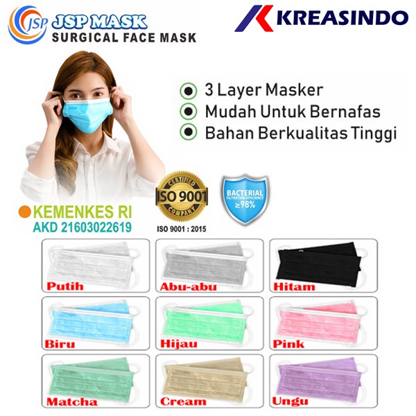 Jual Besco / JSP 09 Masker Earloop 3 Ply 4 ply Masker Medis Kemenkes ...