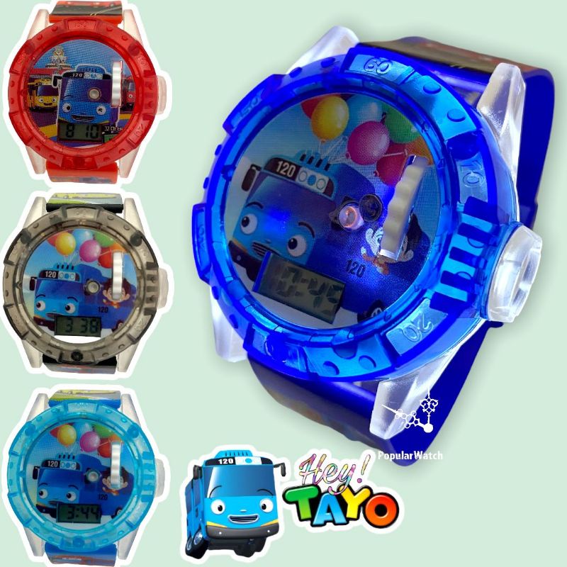 Jual jam tangan anak TAYO ada Laser proyektor, Lampu, dan juga Musik (sudah ada baterai ...