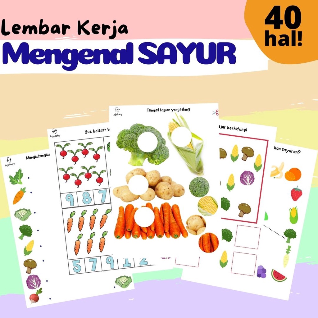 Jual WORKSHEET ANAK 2 3 4 5 6 tahun Printable BELAJAR SAYURAN Lembar ...