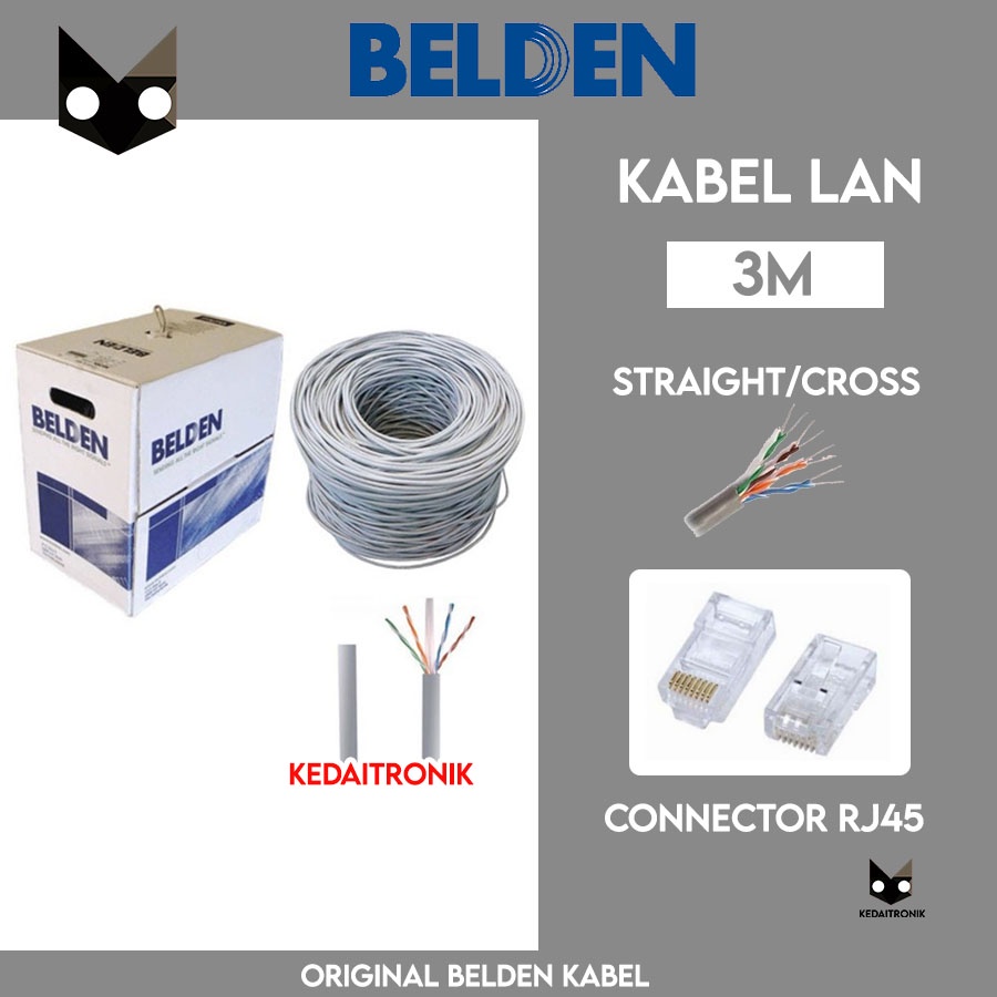 Jual Kabel UTP BELDEN CAT 5 USA With Conector RJ45 3 Meter CROSS ...