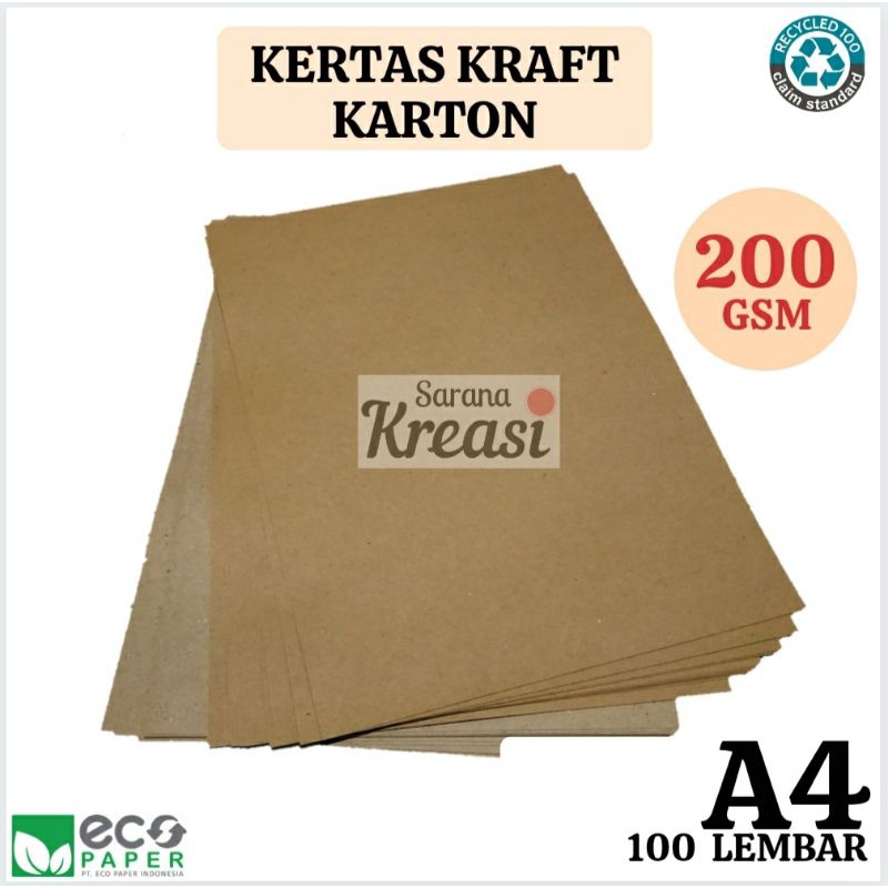Jual Kertas Kraft Liner 200g A4 - Isi 100 Lembar - Samson Karton Coklat ...