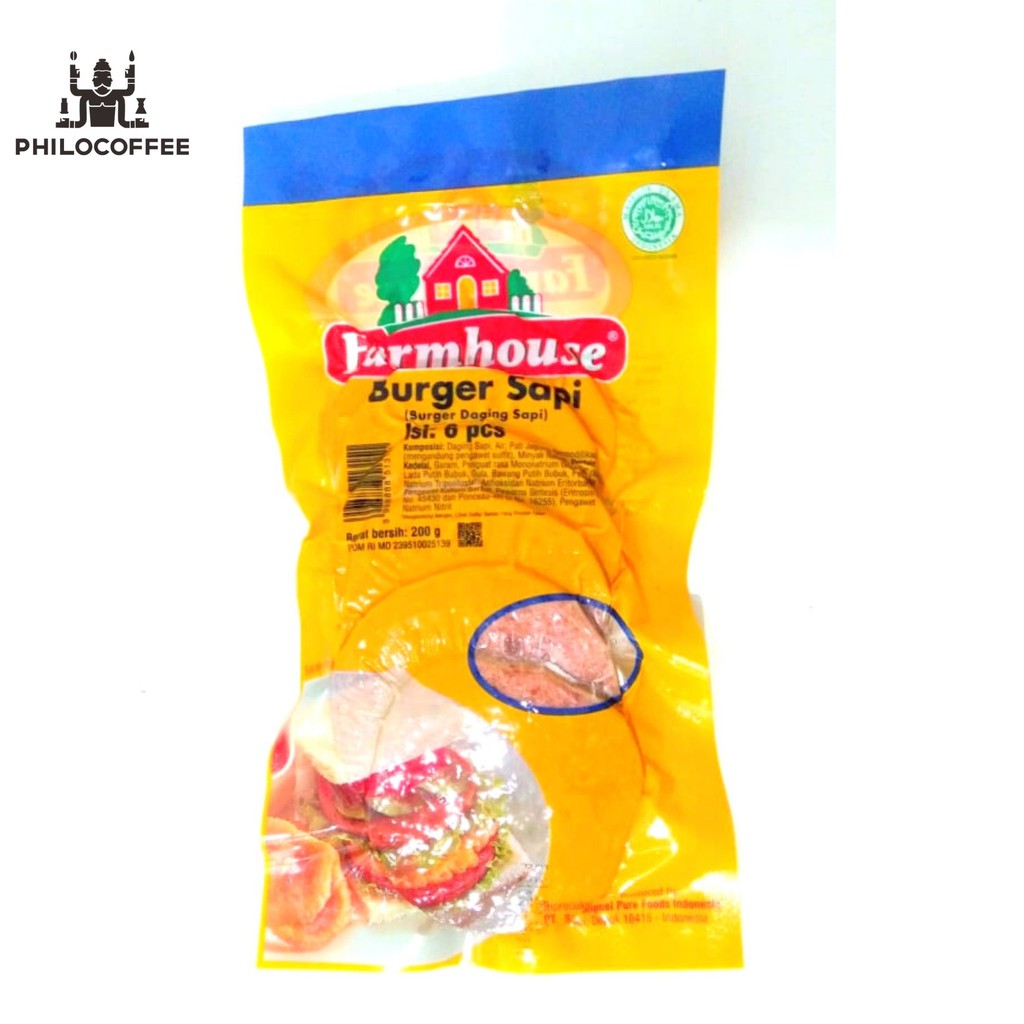 Jual Farmhouse Burger Sapi 200gr | Beef Burger Isi 6 buah | Shopee ...