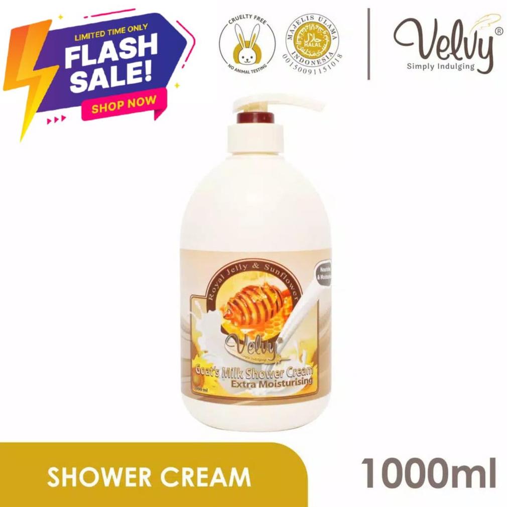 Jual Velvy Shower Cream Sabun Mandi Susu Kambing - 1000ml | Shopee ...