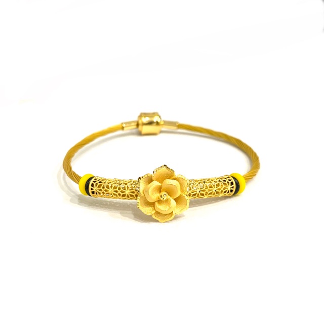 Jual Gelang Tali Jepang Pandora Set Liontin Pipa Kembang Emas Asli ...