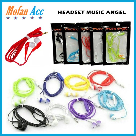 Jual Headset Music Angel Non Mic Earphone Super Bass Handsfree Kabel ...