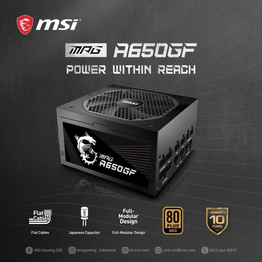 Jual PSU POWERSUPPLY MSI MPG A650GF 650 Watt 80+ Gold Full Modular ...