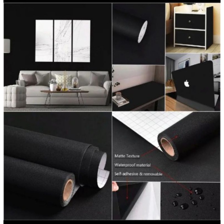 Jual Wallpaper sticker dinding polos hitam doff | Shopee Indonesia