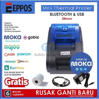 Jual [TERLARIS] Printer Bluetooth Murah POS Thermal 58mm EPPOS & QPOS RPP02 PLUS Android (FREE ...