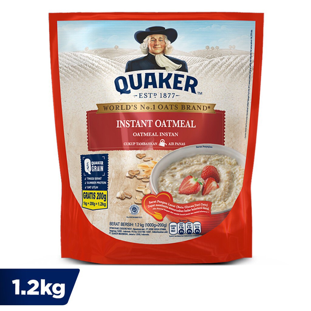 Jual Quaker Instant Plain Oatmeal 1.2 Kg/1200 gr | Shopee Indonesia