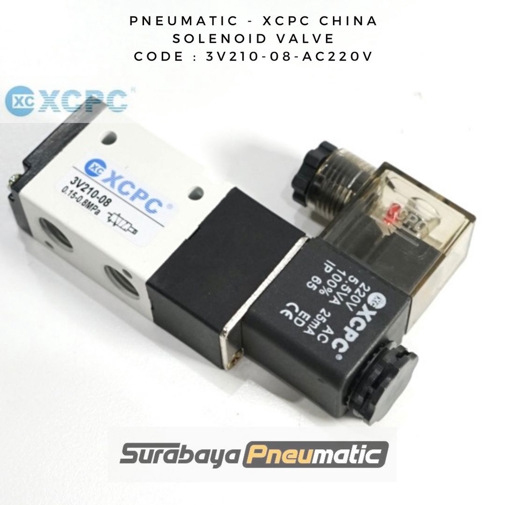 Jual Solenoid Valve - 3V210-08-AC220V - Selenoid Pneumatic XCPC - 3V210 08 | Shopee Indonesia