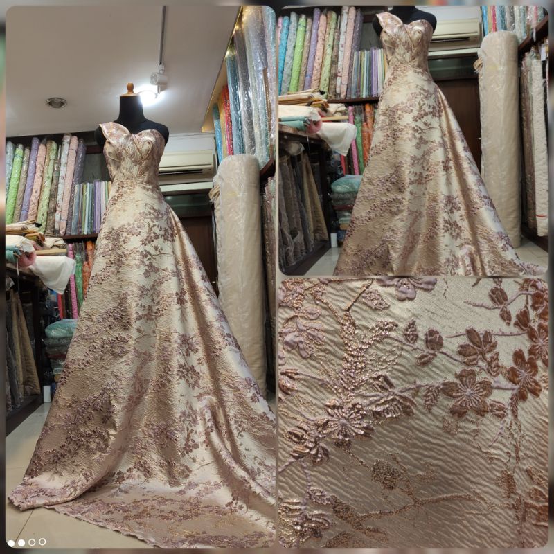 Jual Kain Jacquard Sakura Emboss Dusty Pink | Shopee Indonesia