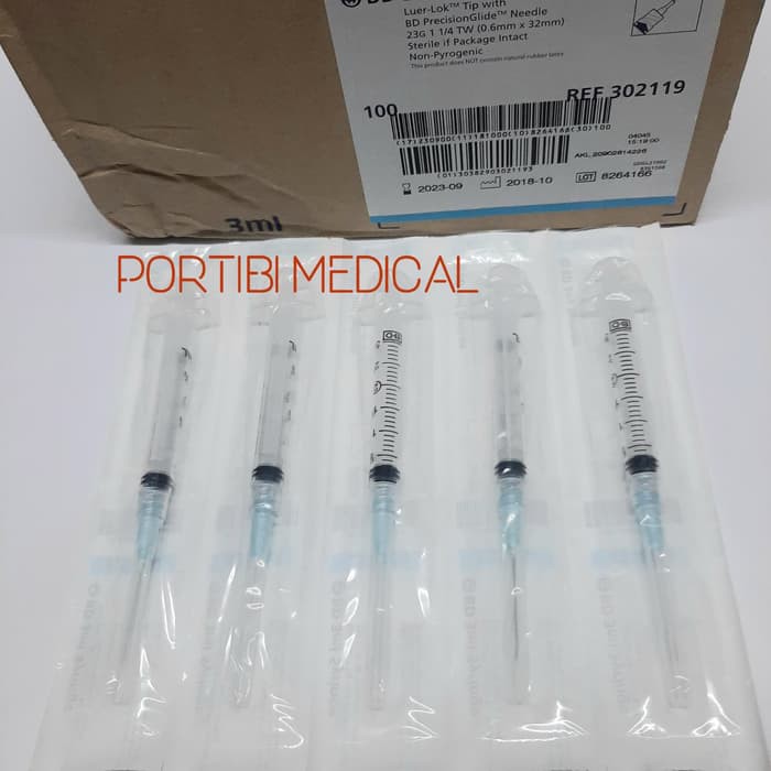 Jual Spuit BD Syringe 3ml With Needle / BD Syringe 3ml / Suntikan BD ...