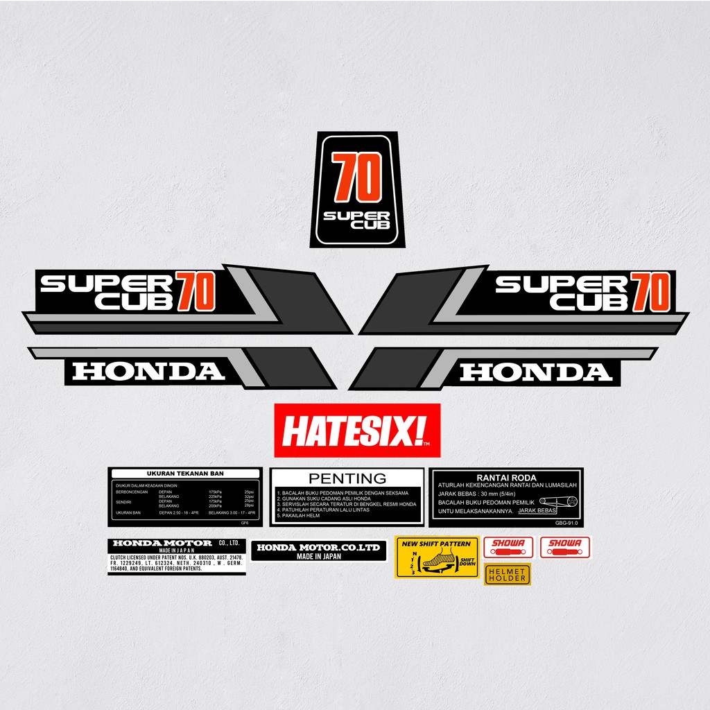 Jual Sticker Stripping Decal Honda Super CUB c70 II Hatesix | Shopee ...