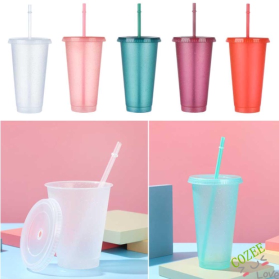 Jual Botol Air Minum Plastik Cangkir Jerami Portabel Dengan Sedotan ...