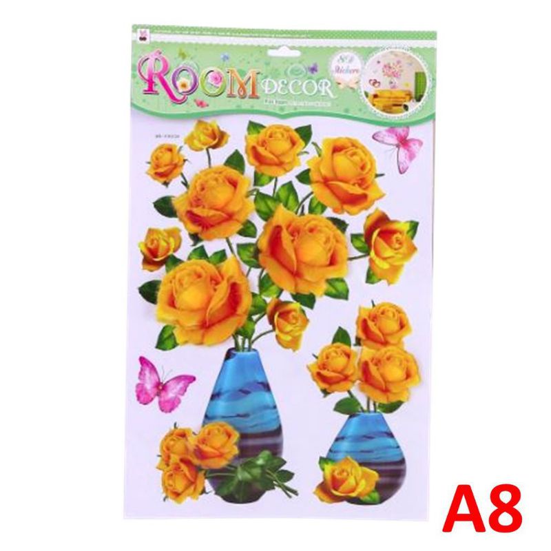 Jual DF Stiker Vas Dinding Bunga 3D Hias Dekorasi Sticker Dinding ...