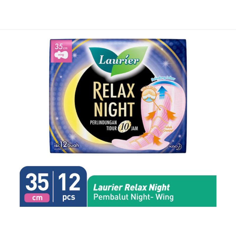 Jual Laurier Relax Night / Natural Clean Pembalut Wanita Wing 35 cm 12 ...