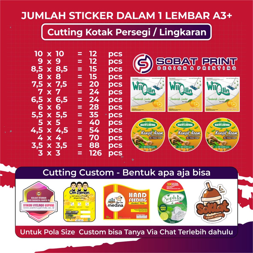Jual Cetak Stiker Vinyl / Sticker Glitter Tahan Air A3+ Cutting Custom ...