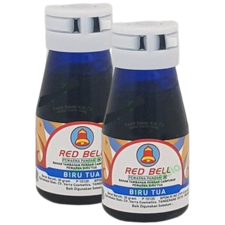 Jual Red Bell Pewarna Pangan Biru Tua 30gr RedBell Pewarna Makanan 30ml ...
