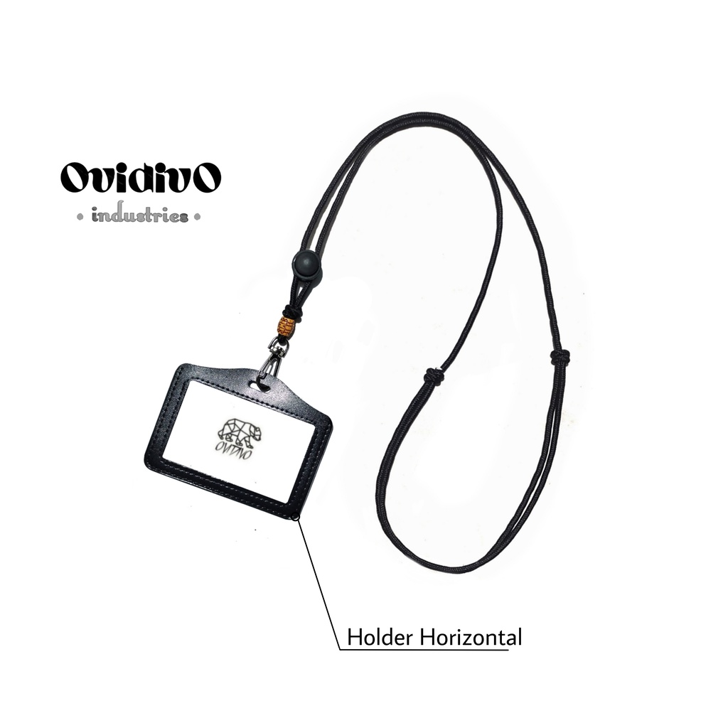 Jual Lanyard Id cad holder nametag kulit Horizontal | Shopee Indonesia