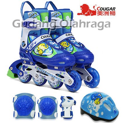 Jual Sepatu Roda COUGAR COMBO SET Inline Skate MZS737 Blue | Shopee ...