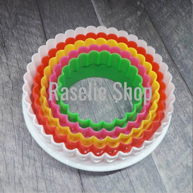 Jual Set 5pcs Ring Cutter Bulat Gerigi Cetakan Plastik Kue Fondant ...