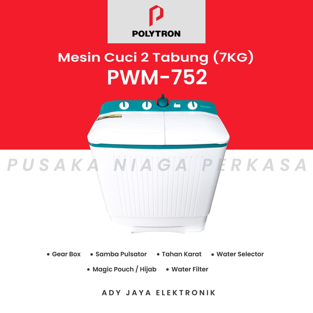 Jual MESIN CUCI POLYTRON 2 TABUNG PWM-752 | Shopee Indonesia