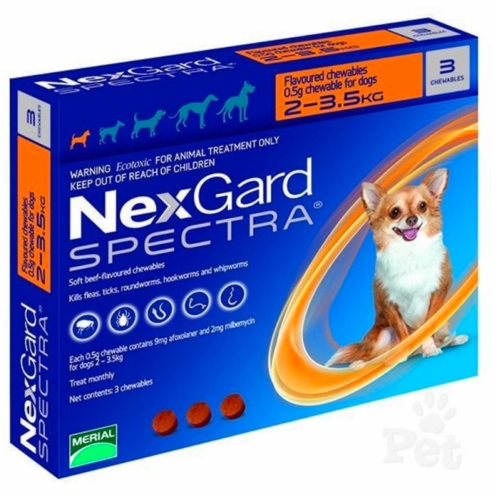 Jual Nexgard SPECTRA size XS (2-3,5kg) - Obat Kutu dan Obat Cacing ...