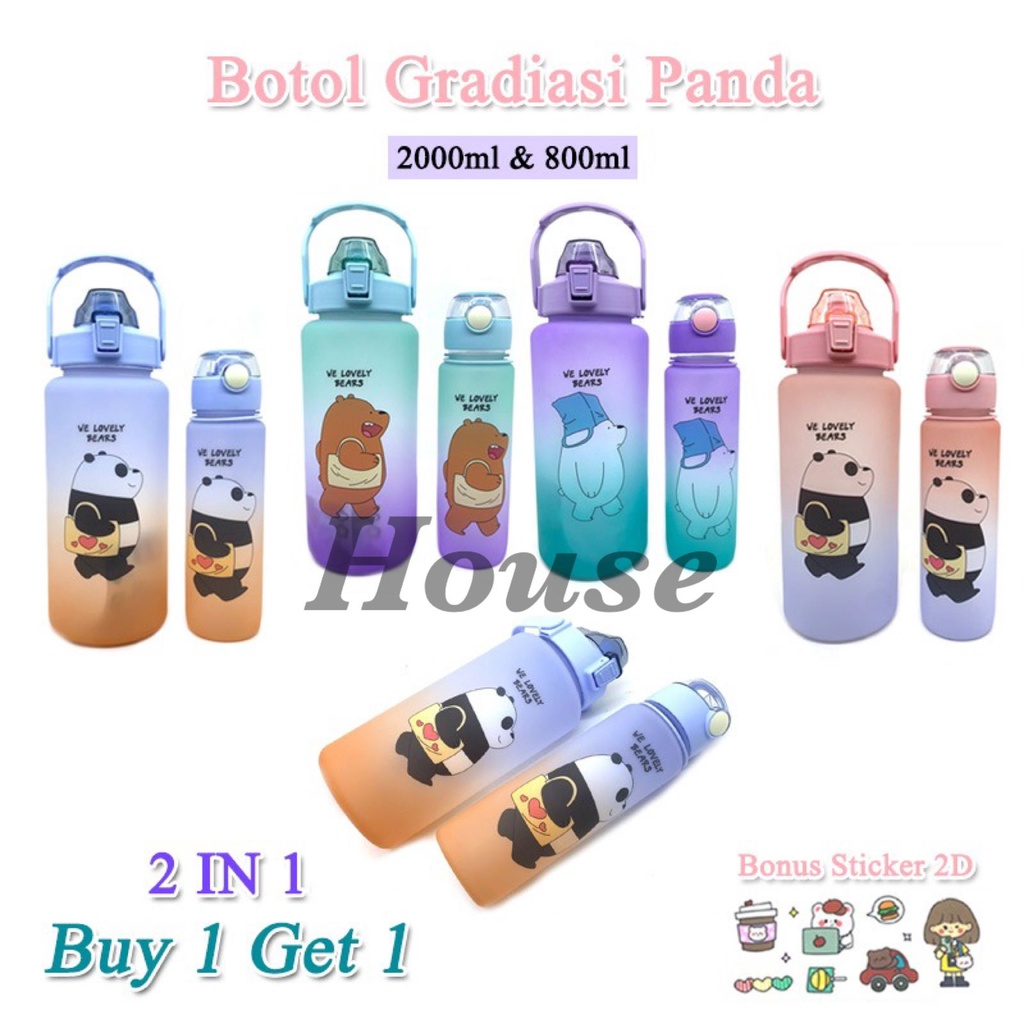 Jual BOTOL MINUM 2in1 GRADIASI BEAR / BOTOL MINUM 2 LITER DAN 800ML ...