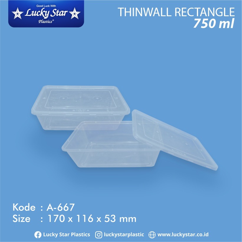 Jual THINWALL RECTANGLE 750ML A-667 LUCKY STAR/FOOD CONTAINER/TEMPAT ...