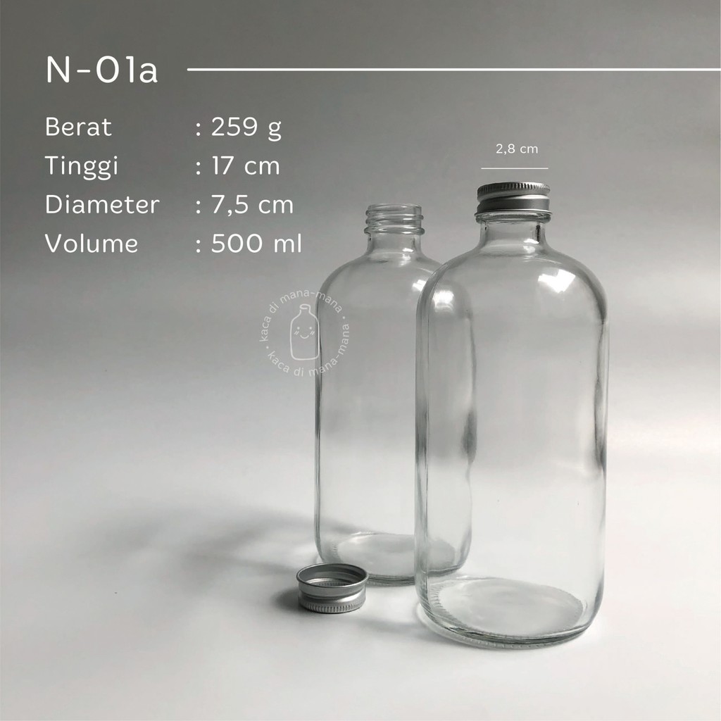 Jual Botol kaca 500ml - botol juice kopi - boston round | Shopee Indonesia